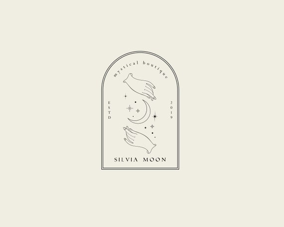 Premade Logo Custom Logo Hands Astrology Moon Yoga Bohemian | Etsy