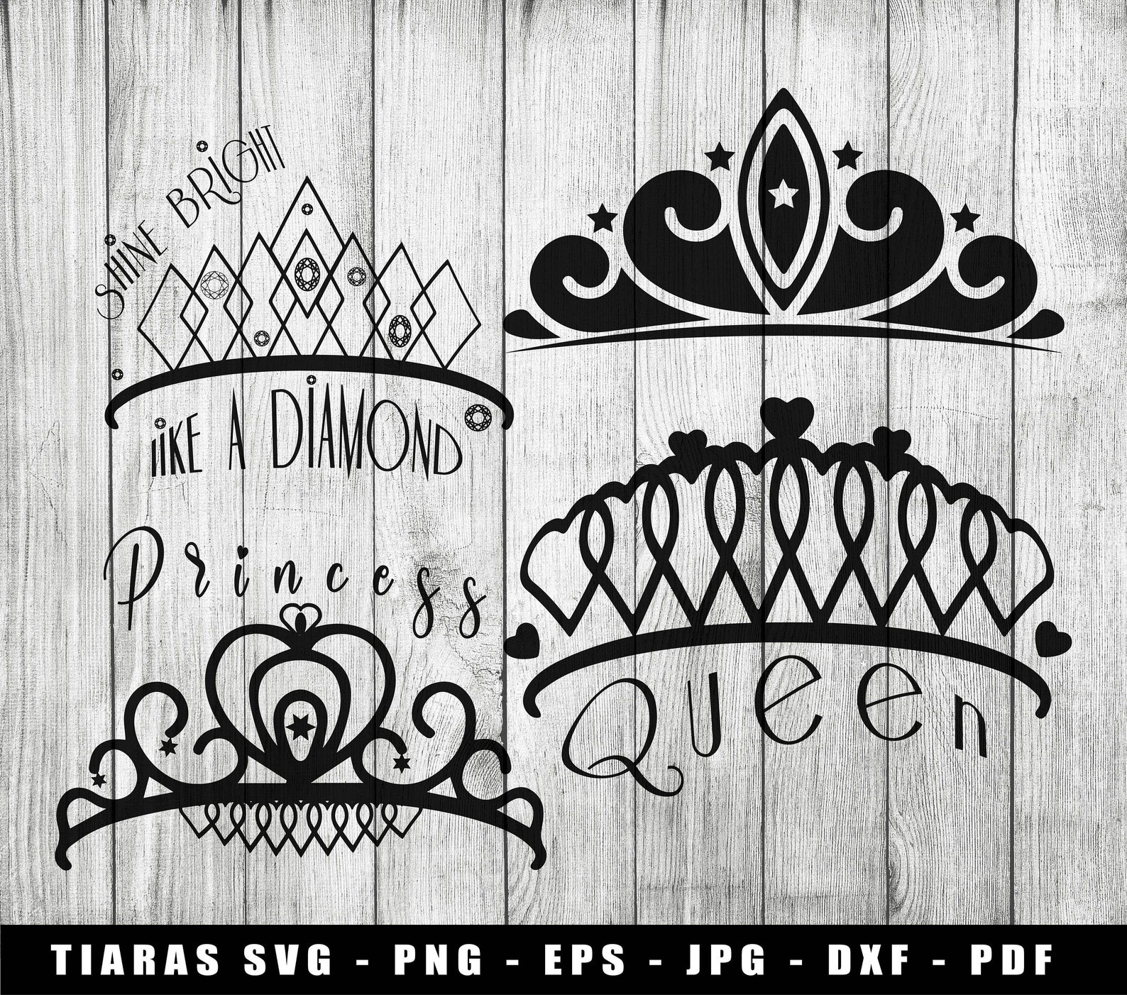 Tiaras SVG, Tiaras Silhouettes SVG, Tiaras PNG, Tiaras Cut File, Tiaras ...
