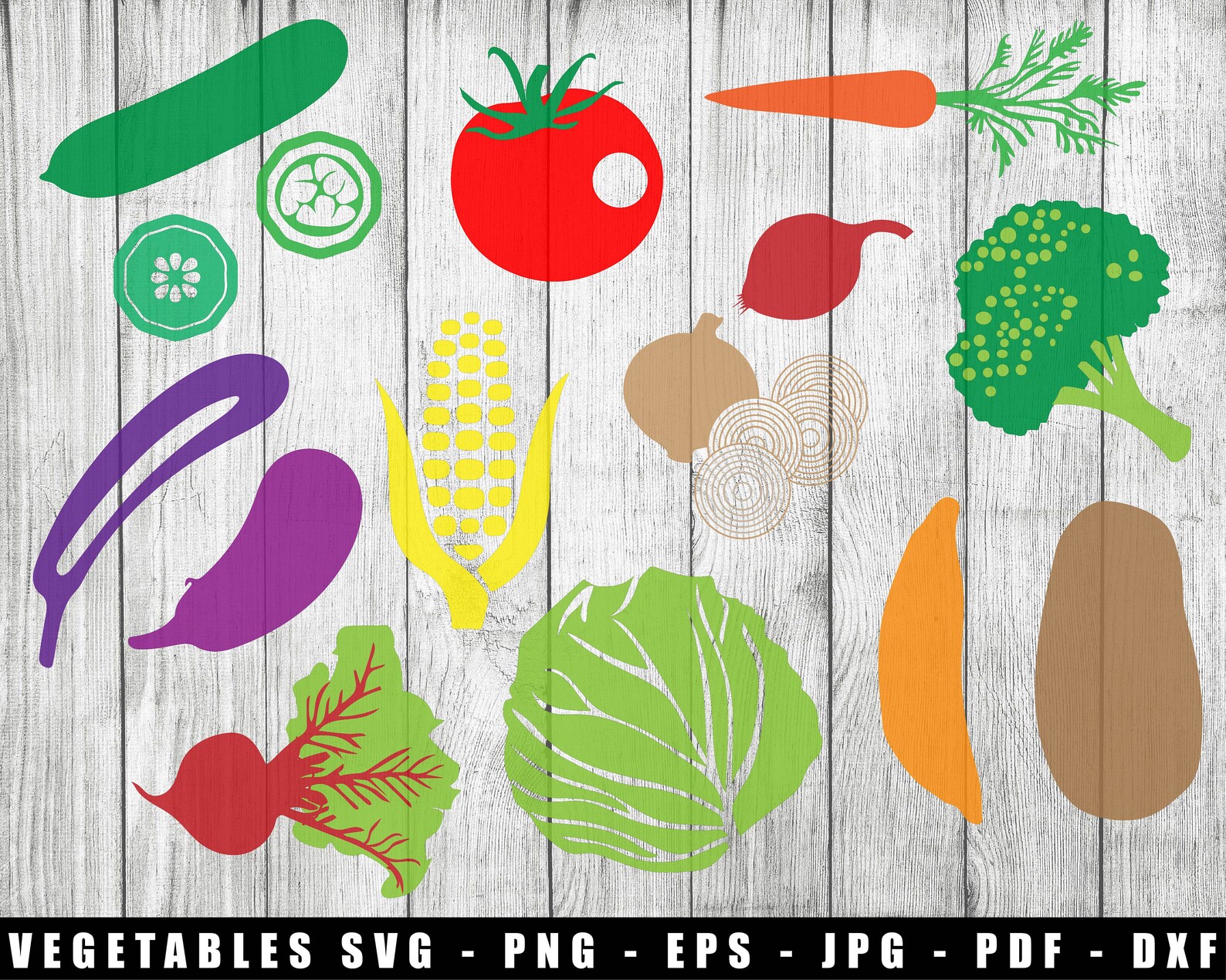 Vegetables Silhouettes SVG Vegetables Cut File SVG | Etsy