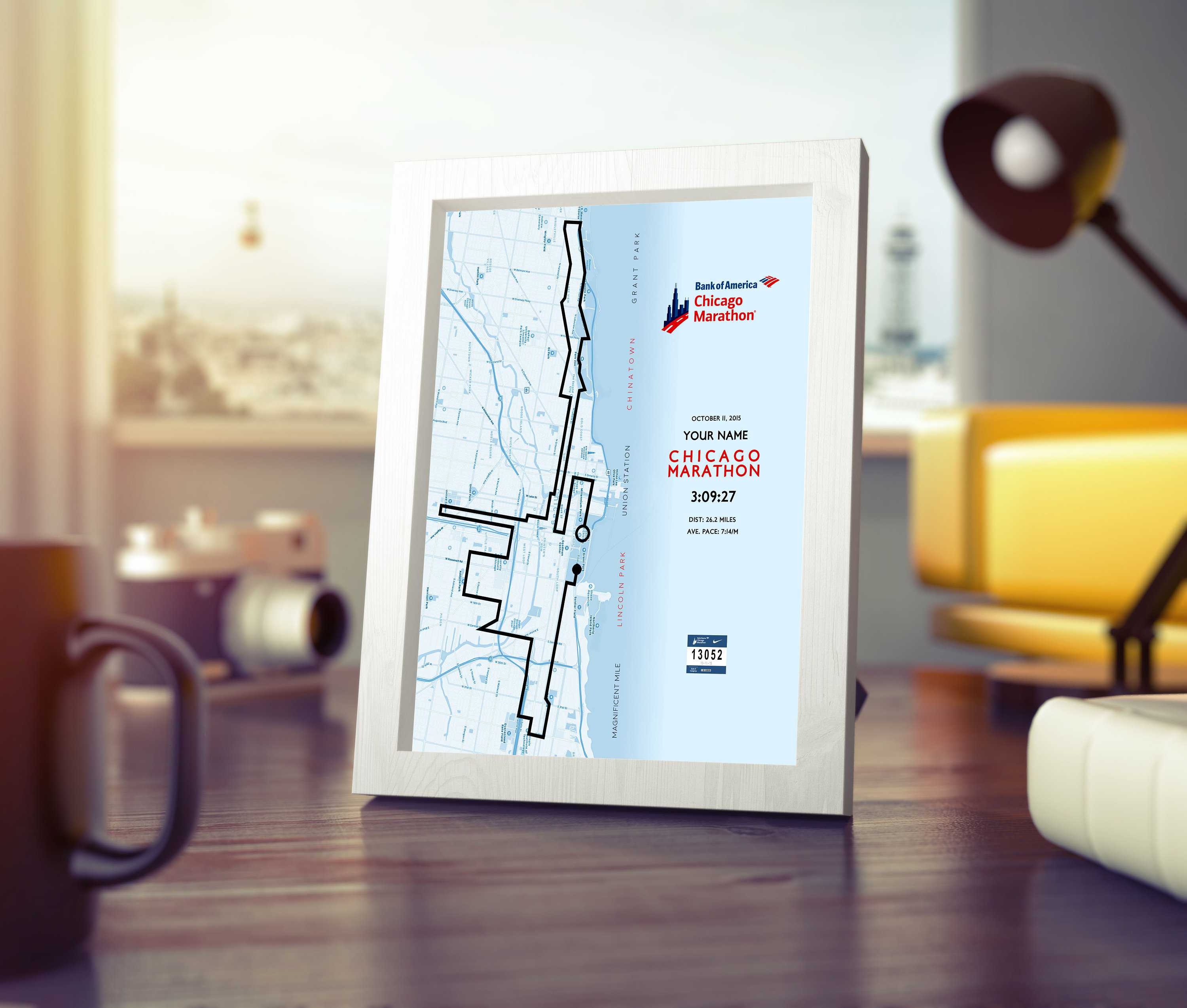 Customised Chicago Marathon Route Map high Resolution Image File - Etsy