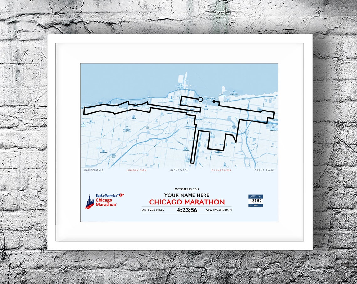 Customised Chicago Marathon Route Map high Resolution Image File - Etsy