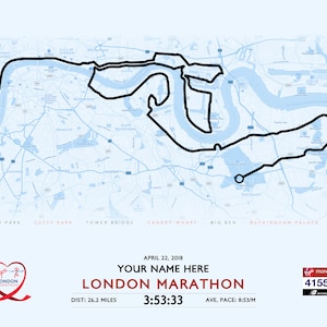 Customised London Marathon Route Map (high Resolution Image File) - Etsy