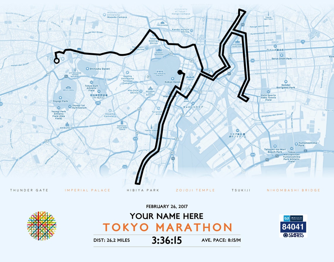 Customised Tokyo Marathon Route Map (high Resolution Image File) - Etsy