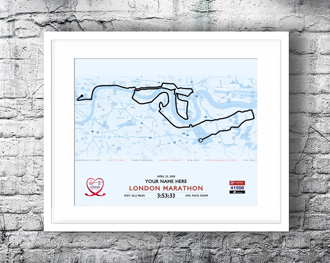 Customised London Marathon Route Map high Resolution Image File - Etsy