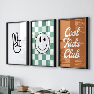 Retro Cool Kids Club, Beach Nursery, Checkered Smiley Poster, Baby Boys ...