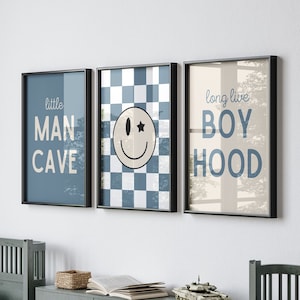 Little Man Cave, Long Live Boyhood ,boho Blue Nursery, Checkered ...