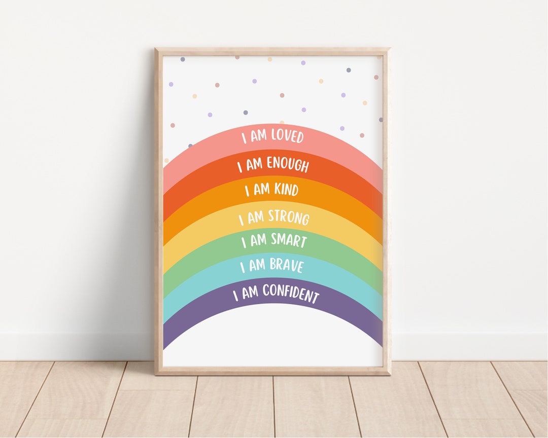 Rainbow Affirmations, Digital Download, Colorful Affirmation, Printable ...