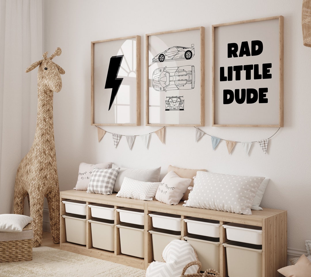Set of 3, Neutral Boy Room, Rad Little Dude, Baby Boy Room, Kids ...