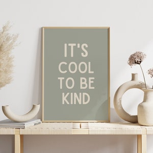 It's Cool to Be Kind, Sage Green Nursery, Checkered Nursery Poster ...