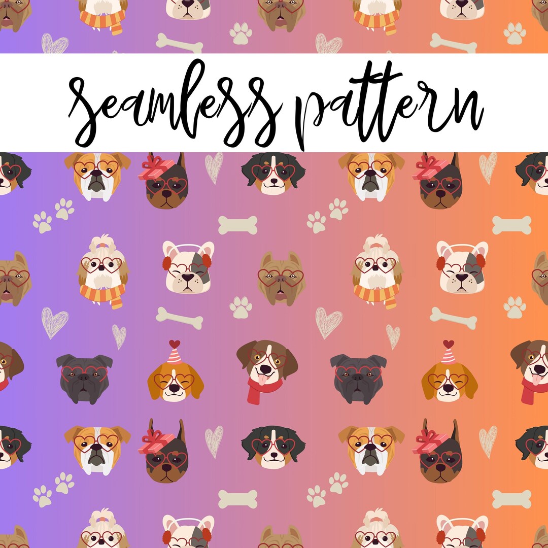 Seamless Pattern, Dogs Seamless Pattern Background, Cute Dogs Repeating ...