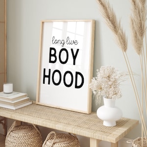 Set of 8 Print, Little Man Cave, Long Live Boyhood , Black White ...