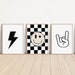 Rock and Roll Poster, Set of 3, Black White Nursery, Checkered Nursery ...
