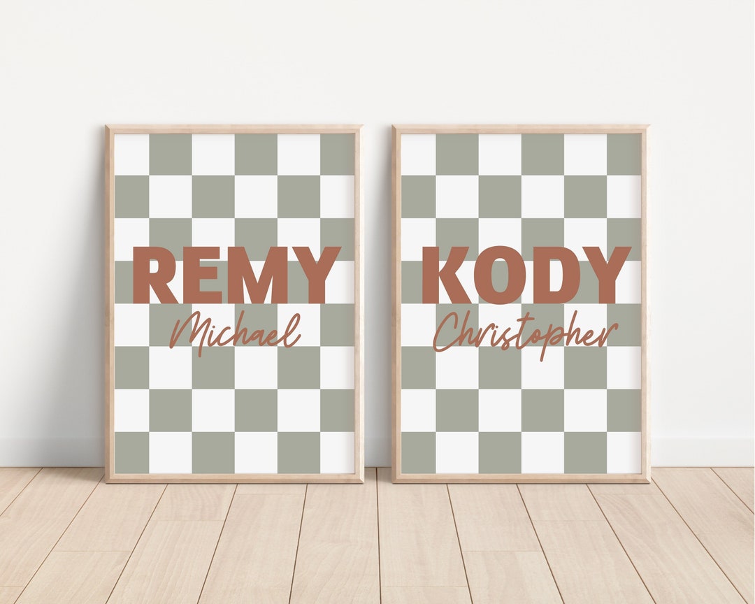 Personalized Name, Sage Green Print, Terracotta Nursery, Shared Room ...