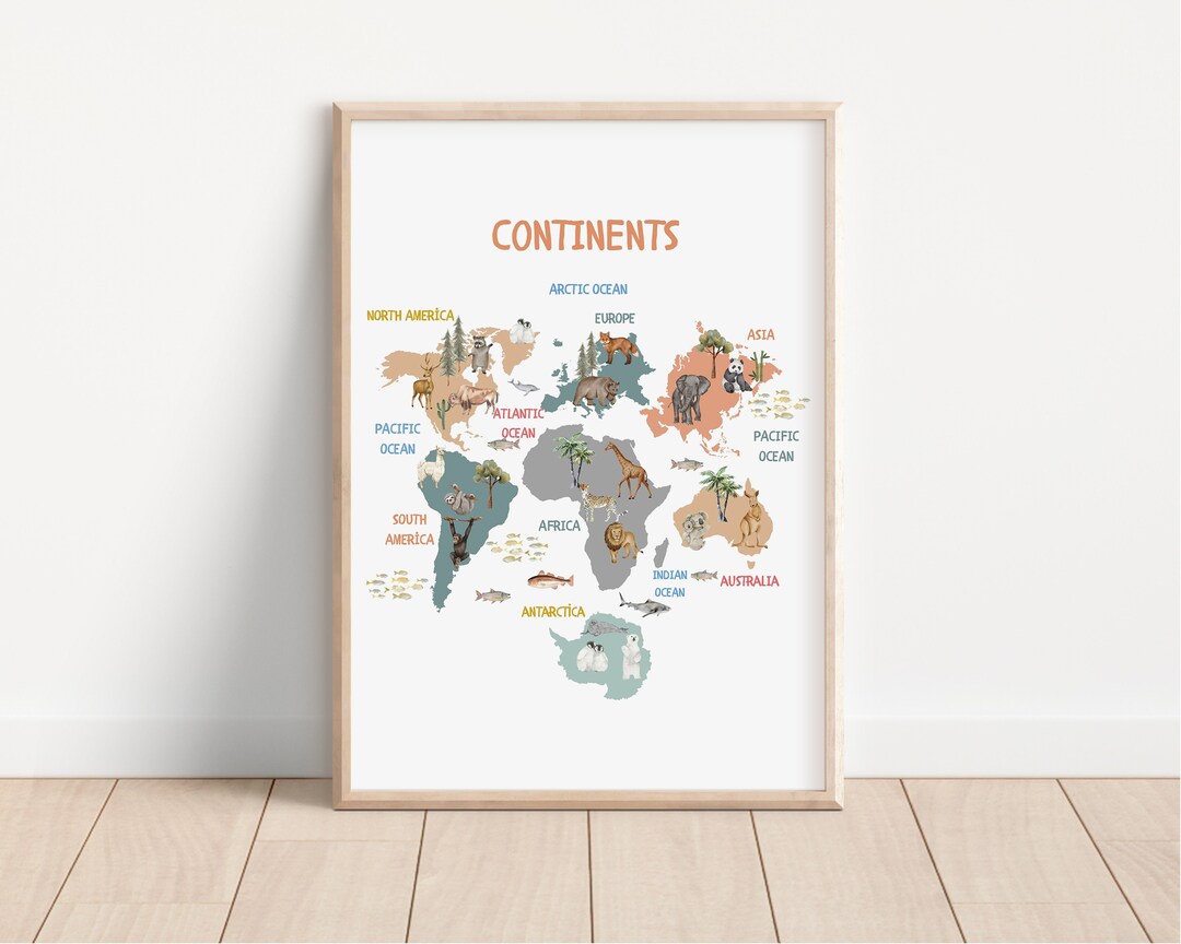Educational Posters, Kids Prints, Neutral Map, Printable, Homeschool ...