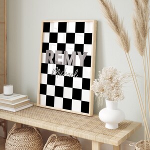 Custom Name Print, Set of 8 Print, Sibling Boy Print, Black White ...