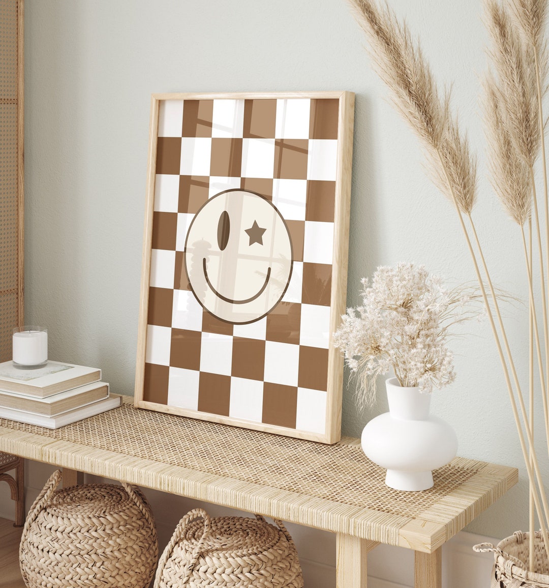 Checkerboard Print Playroom Print Brown Nursery Checkered - Etsy