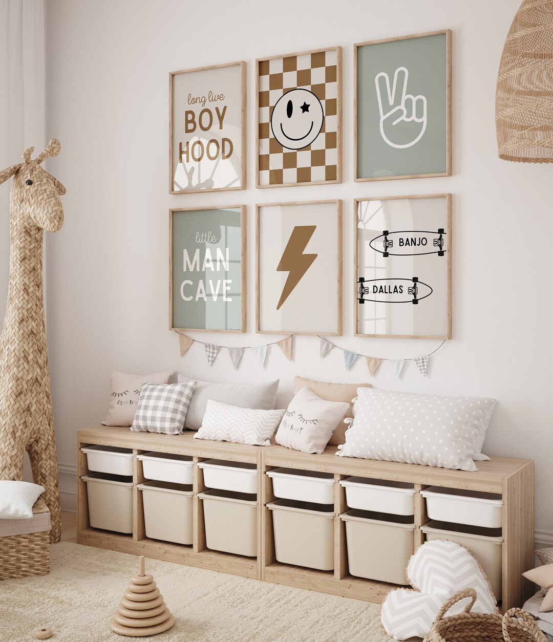 Set of 6, Personalized Names, Custom Kids Names, Lightning Bolt, Retro ...