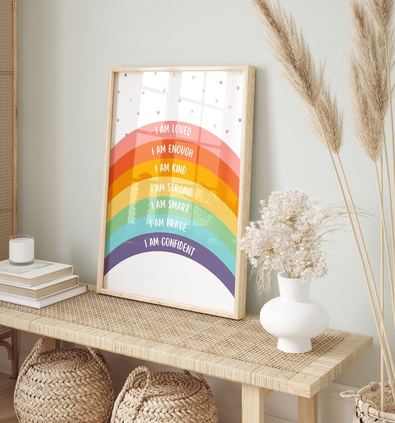 Rainbow Affirmations, Digital Download, Colorful Affirmation, Printable ...