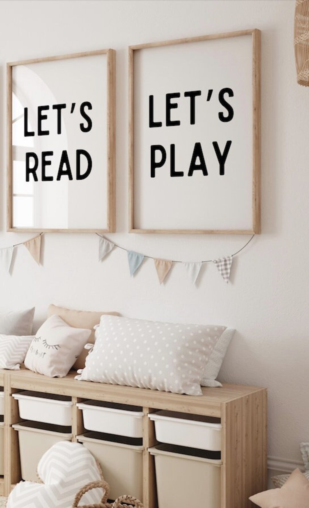 Let's Play, Let's Read, Set of 2 Kids Prints, Neutral Print, Printable ...