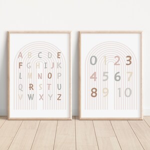 Set of 3 Kids Prints, Educational Posters, Neutral Alphabet Number ...
