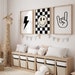 Rock and Roll Poster, Set of 3, Black White Nursery, Checkered Nursery ...