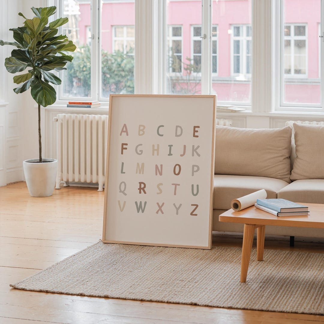 Neutral Alphabet Poster, Educational Print, Kids Room Wall Art ...