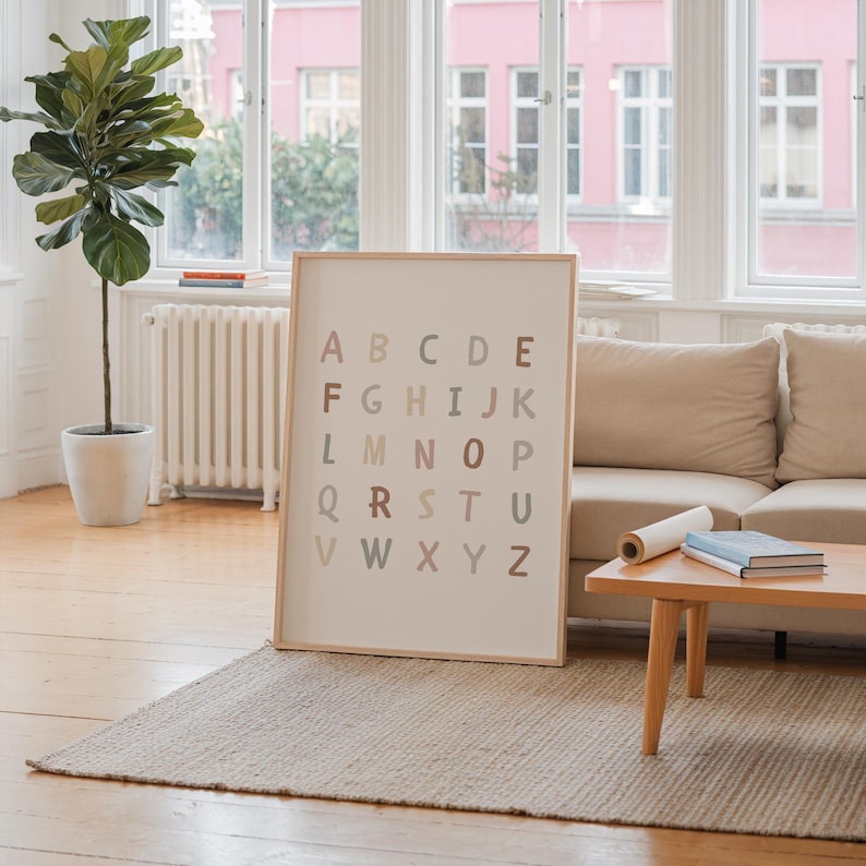 Neutral Alphabet Poster, Educational Print, Kids Room Wall Art ...