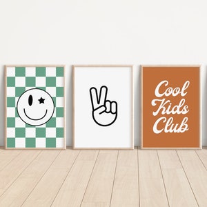 Retro Cool Kids Club, Beach Nursery, Checkered Nursery Poster, Baby ...