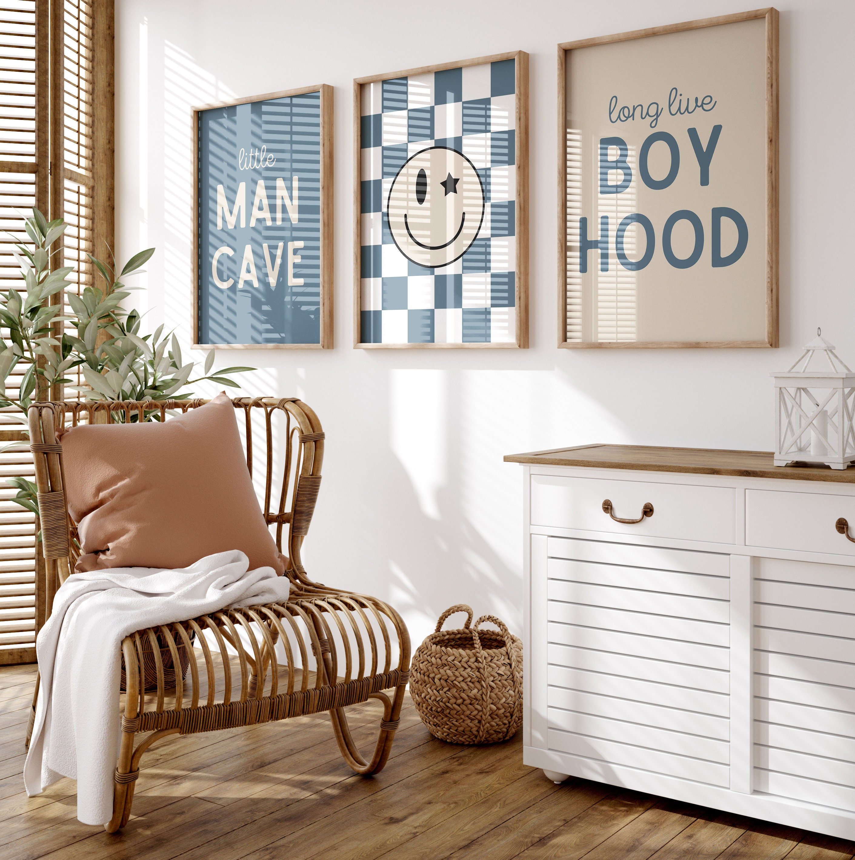 Little Man Cave, Long Live Boyhood ,boho Blue Nursery, Checkered ...