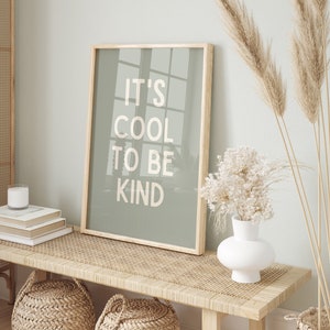 It's Cool to Be Kind, Sage Green Nursery, Checkered Nursery Poster ...