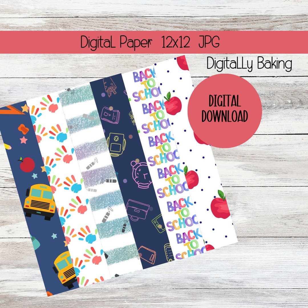 Back to School Digital Paper, Printable Digital Art, Seamless Paper ...