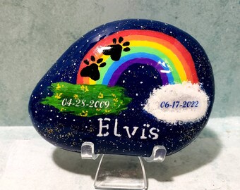 Pet Memorial Stone Hand Painted Rock for Indoor or Outdoor Memorial ...