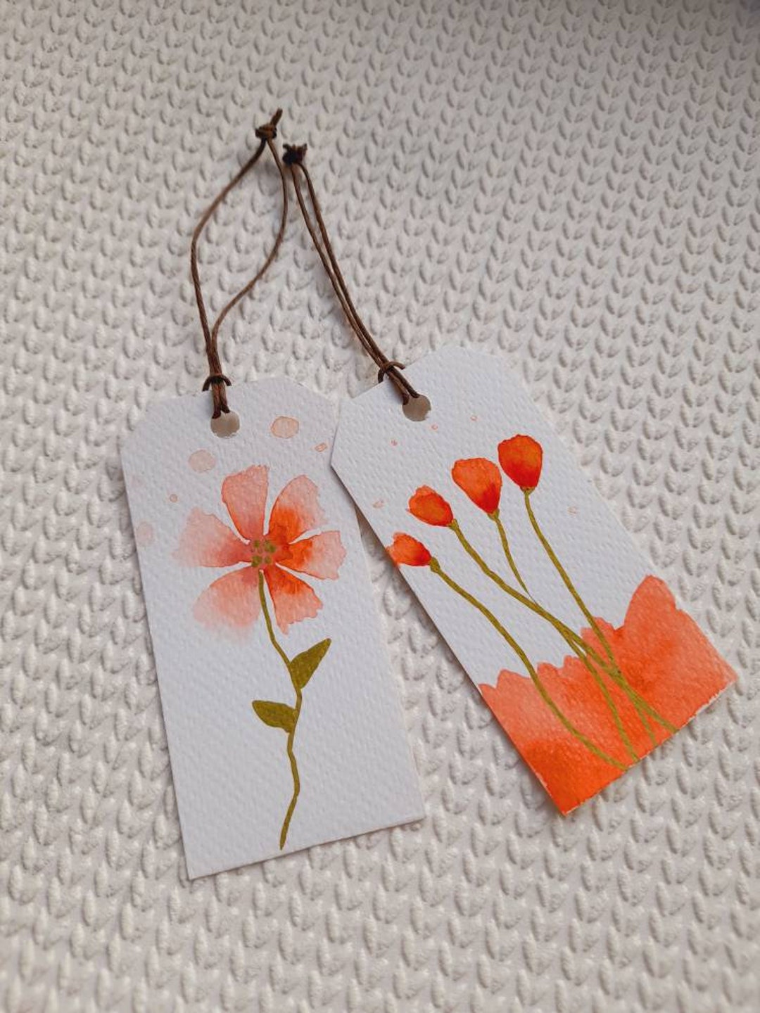 Flower Gift Tags - Red Flowers- Original Art - Watercolor Gift Tags ...