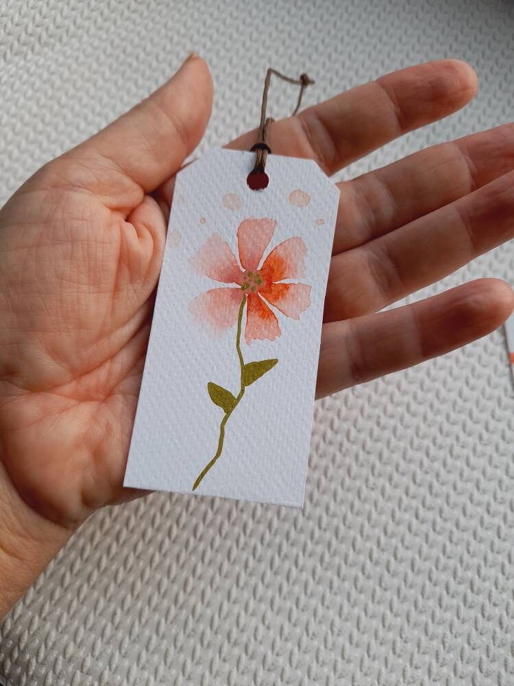 Flower Gift Tags - Red Flowers- Original Art - Watercolor Gift Tags ...