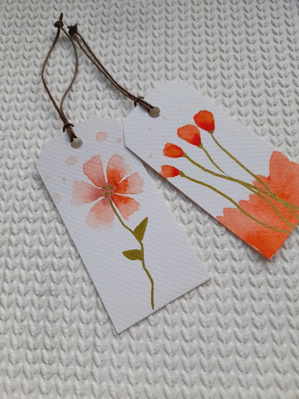 Flower Gift Tags - Red Flowers- Original Art - Watercolor Gift Tags ...