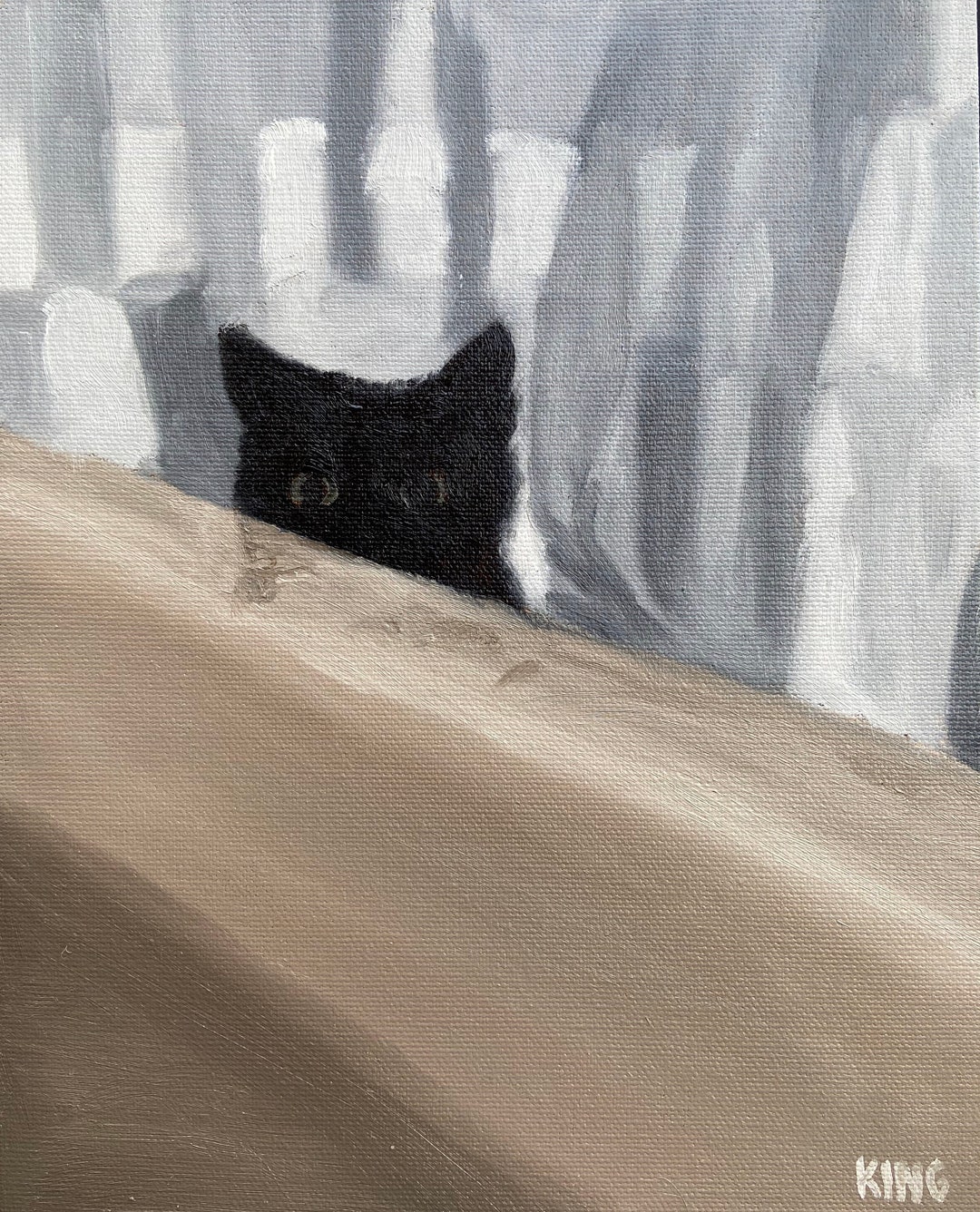 Always Watching (black Cat Lifeguard) - 8x10" Oil on Canvas Board (2024 ...
