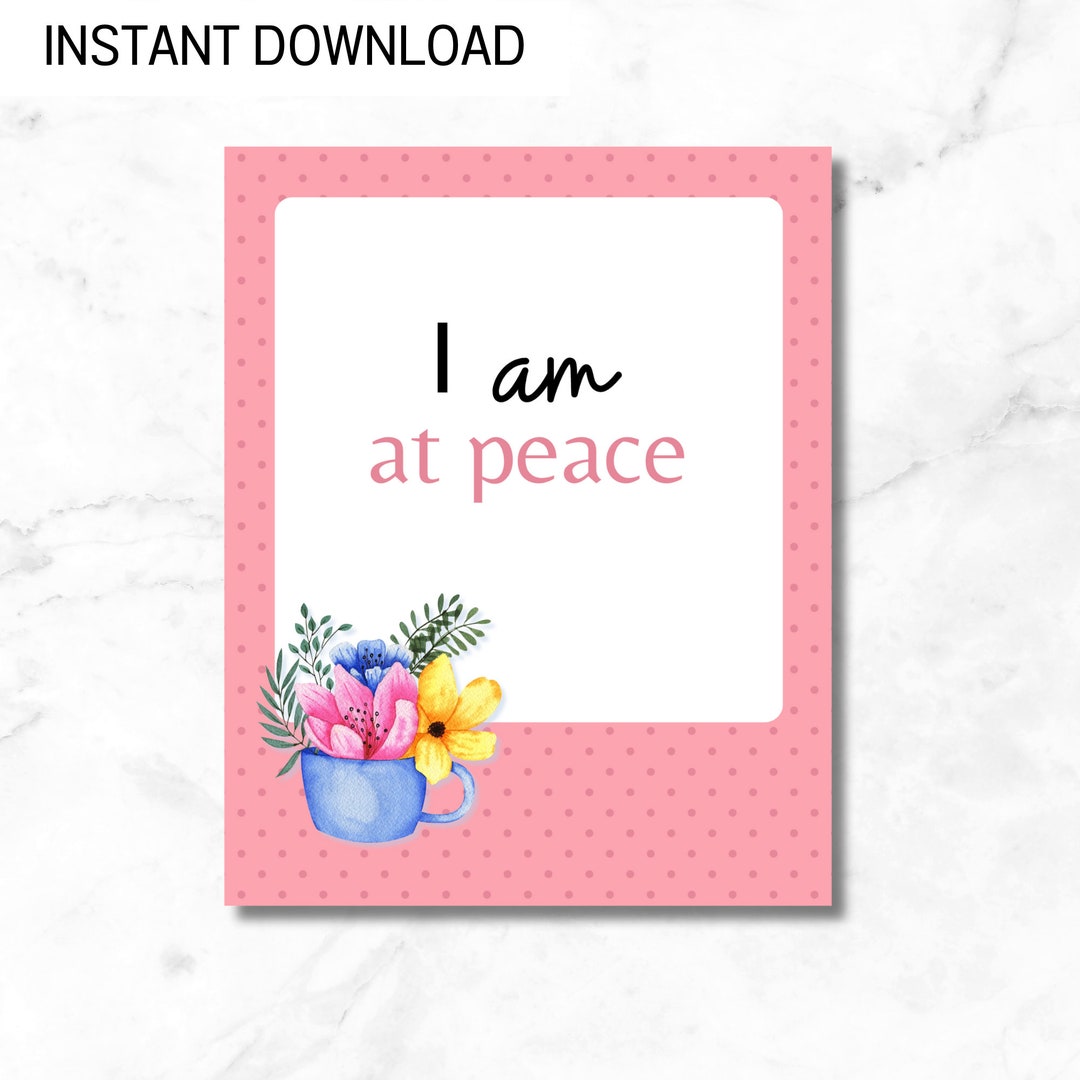 I Am at Peace Self-love Wall Art Affirmation Wall Art Inspirational ...