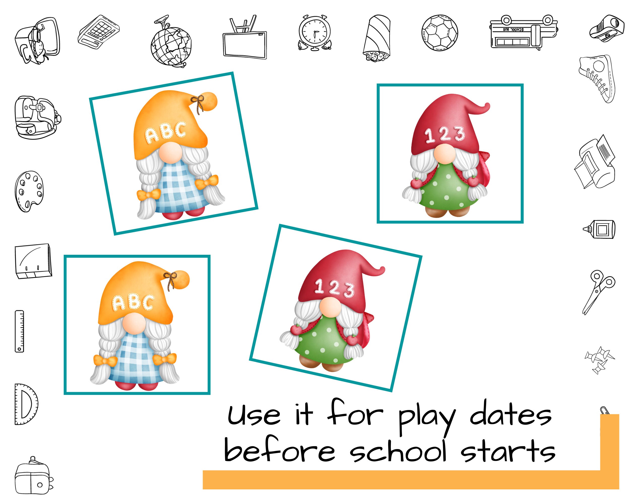 Printable Back to School Gnomes Bundle | Memory Game + Finger Puppets ...