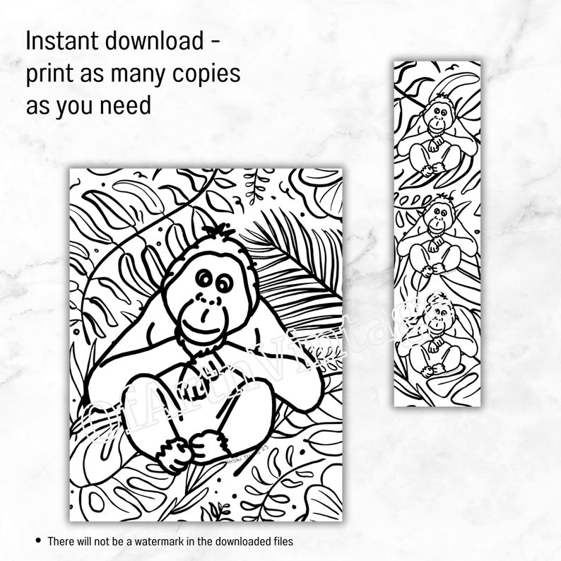 Borneo Animals Coloring Pages & Bookmarks: Orangutan, Hornbill (PDF ...