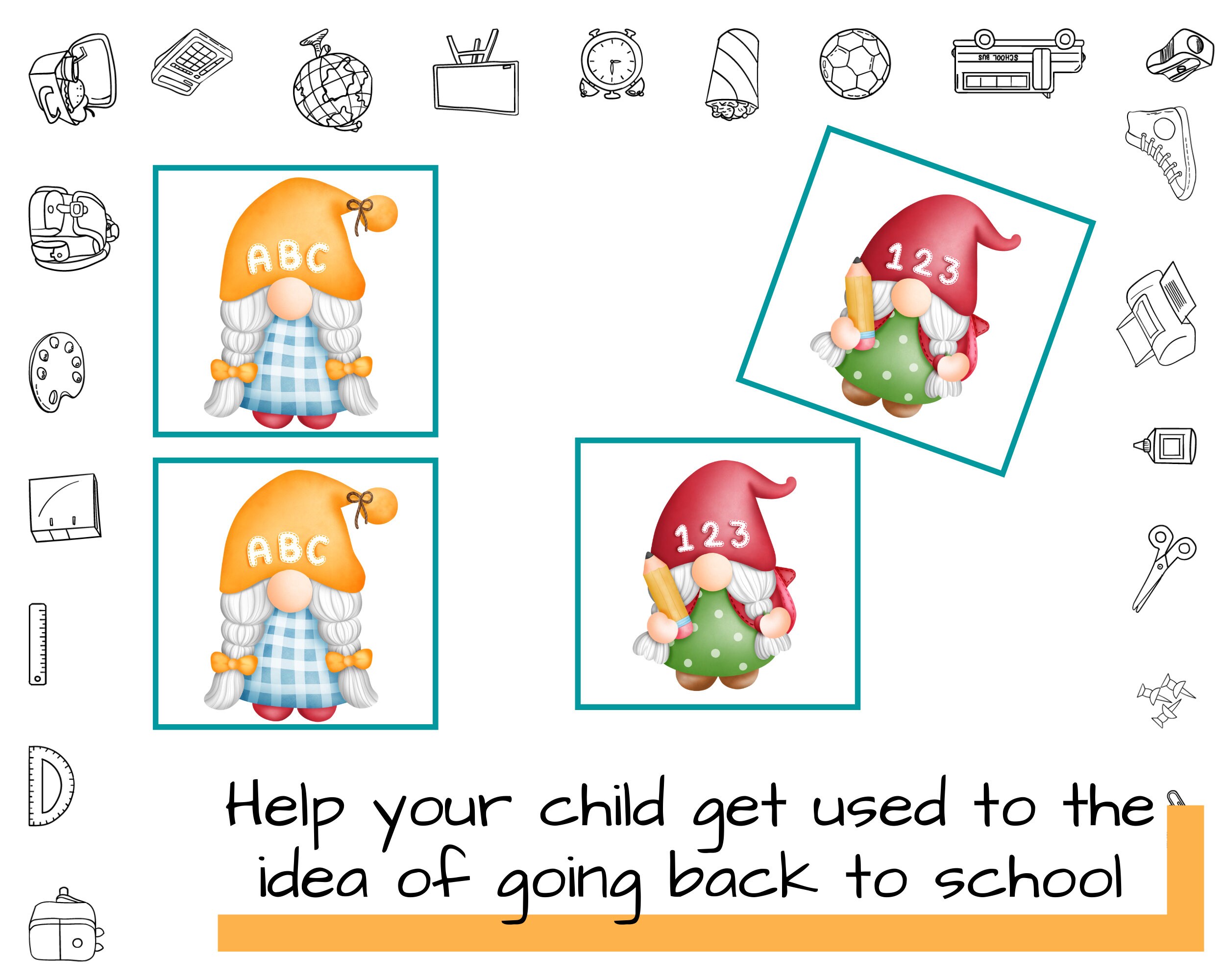 Printable Back to School Gnomes Bundle | Memory Game + Finger Puppets ...