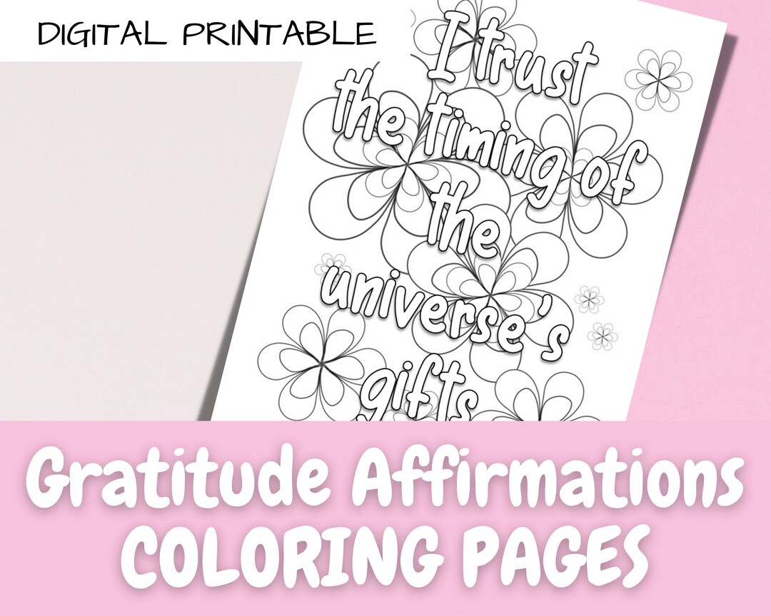 Gratitude Affirmations Coloring Pages for Adults | Mindfulness Digital ...