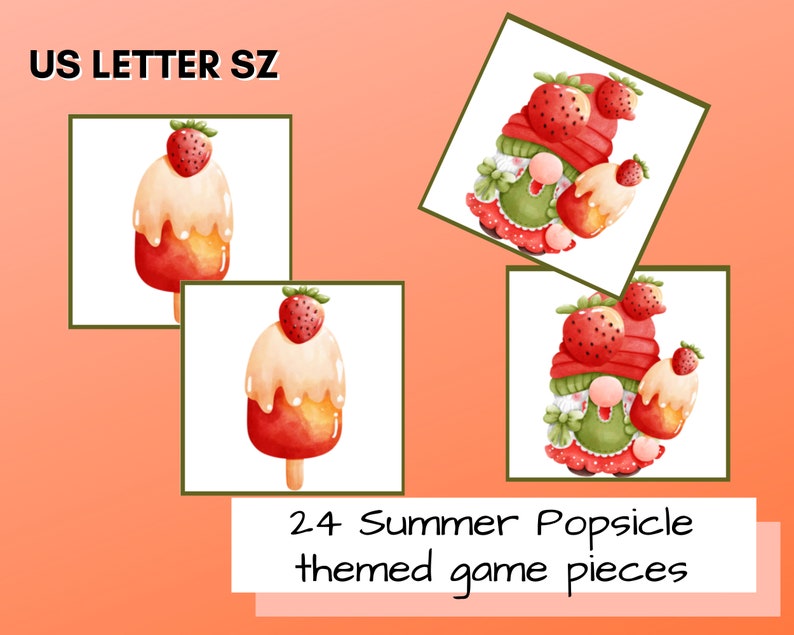 Printable Summer Gnome Popsicles Memory Game | Instant Digital Download ...