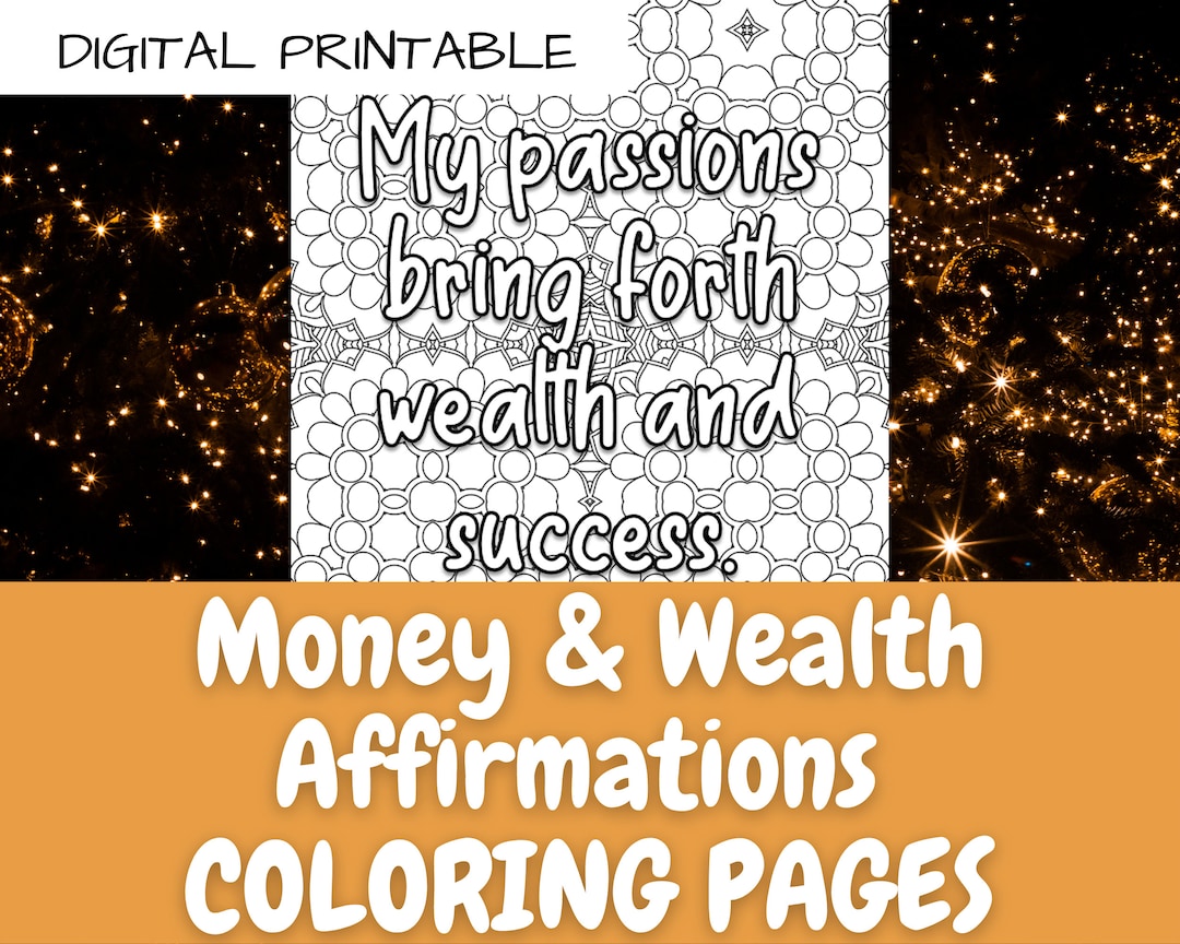 Money and Wealth Affirmations Coloring Pages for Adults | Mindfulness ...