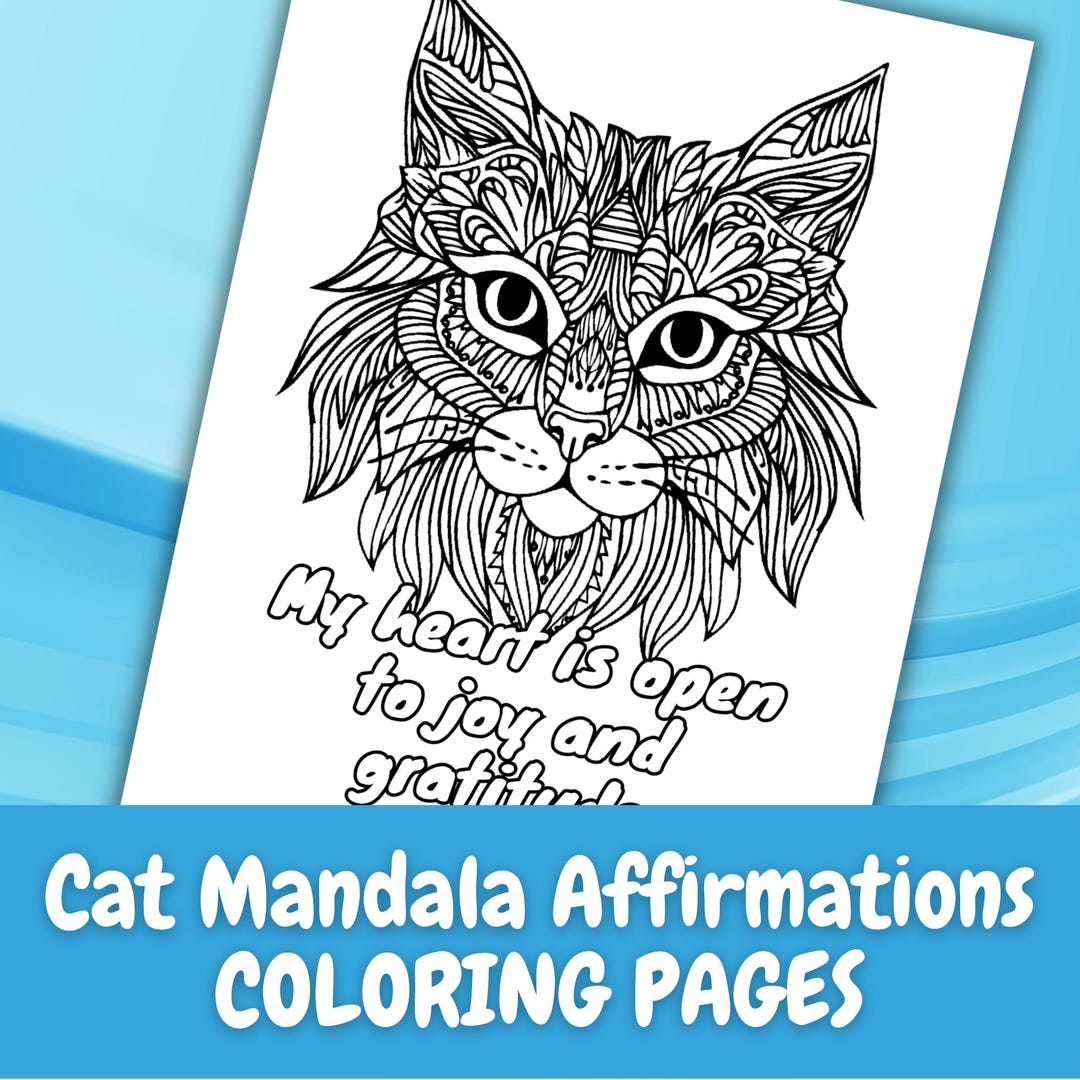 Inspirational Cat Mandala Coloring Pages for Adults | 10 Printable ...