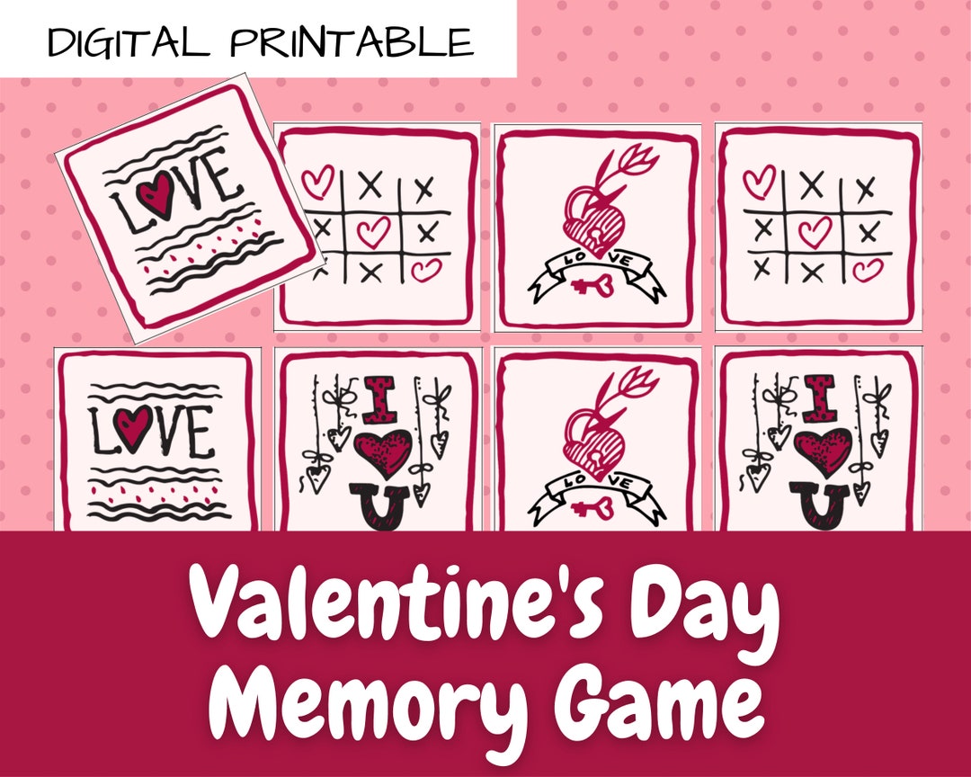 Valentine's Day Memory Game | Party Game | Card Game | Digital ...