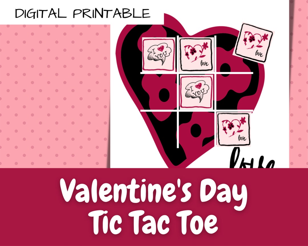 Valentine's Day Tic Tac Toe Games Valentine's Day Printable Games Party ...