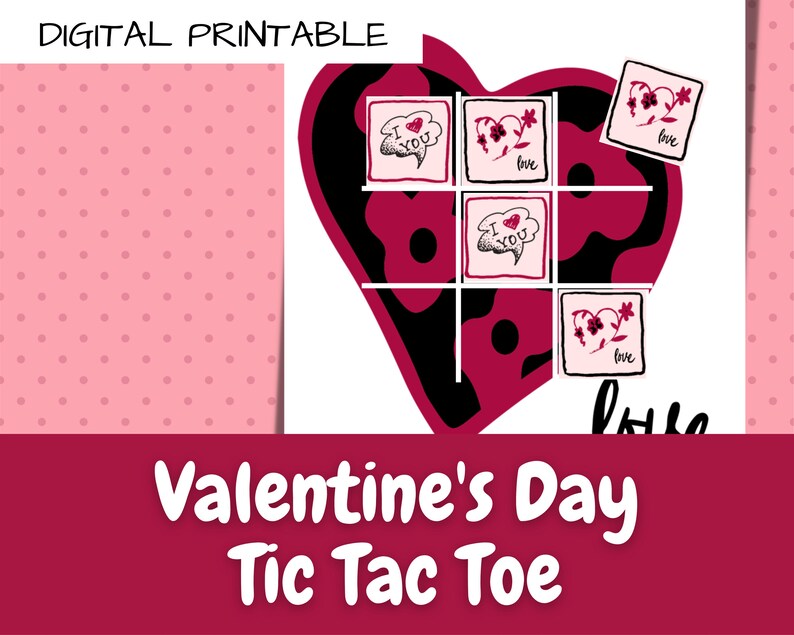 Valentine's Day Tic Tac Toe Games Valentine's Day Printable Games Party ...