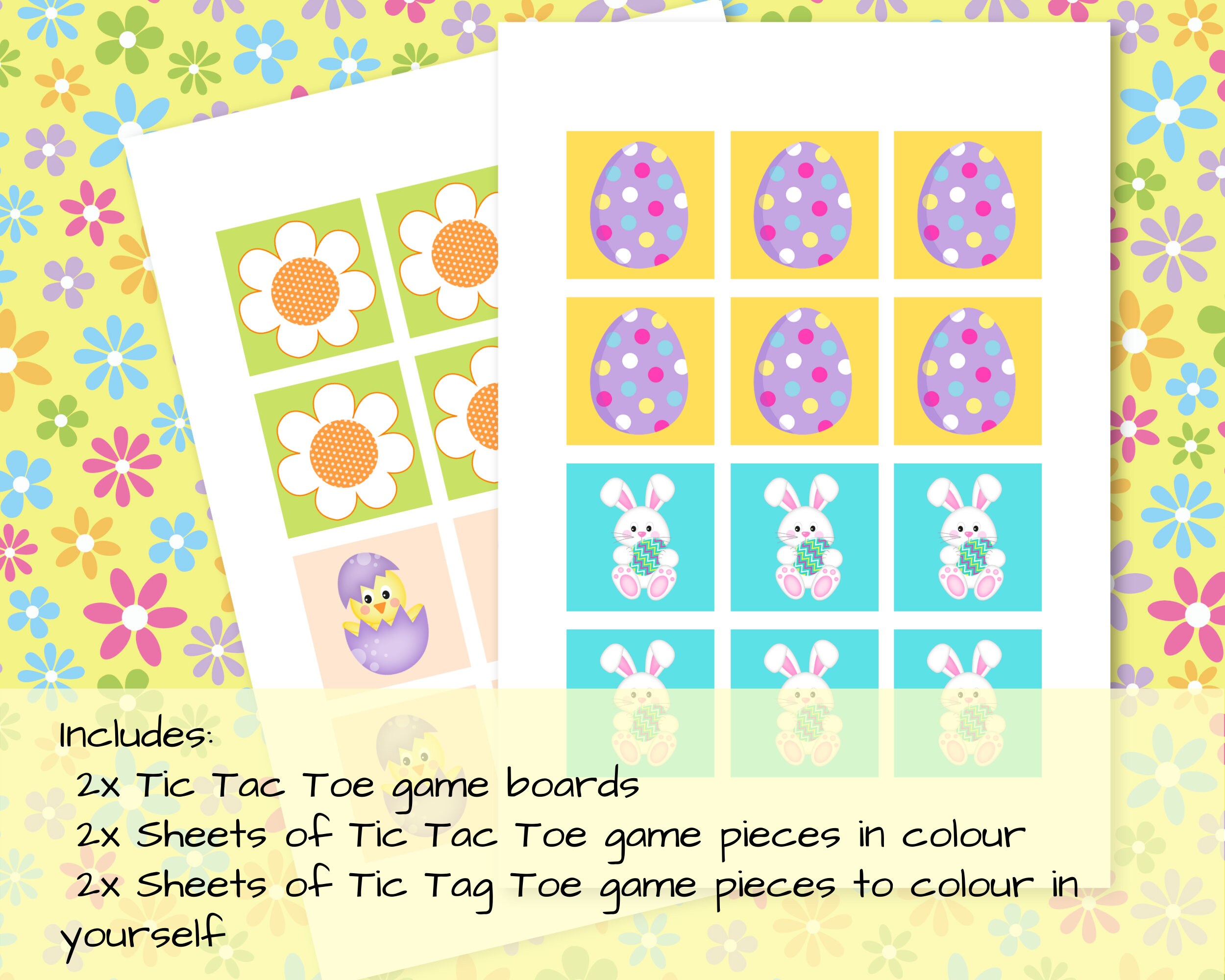 Easter Tic Tac Toe Games | Easter Printable Games for Kids | Colouring ...