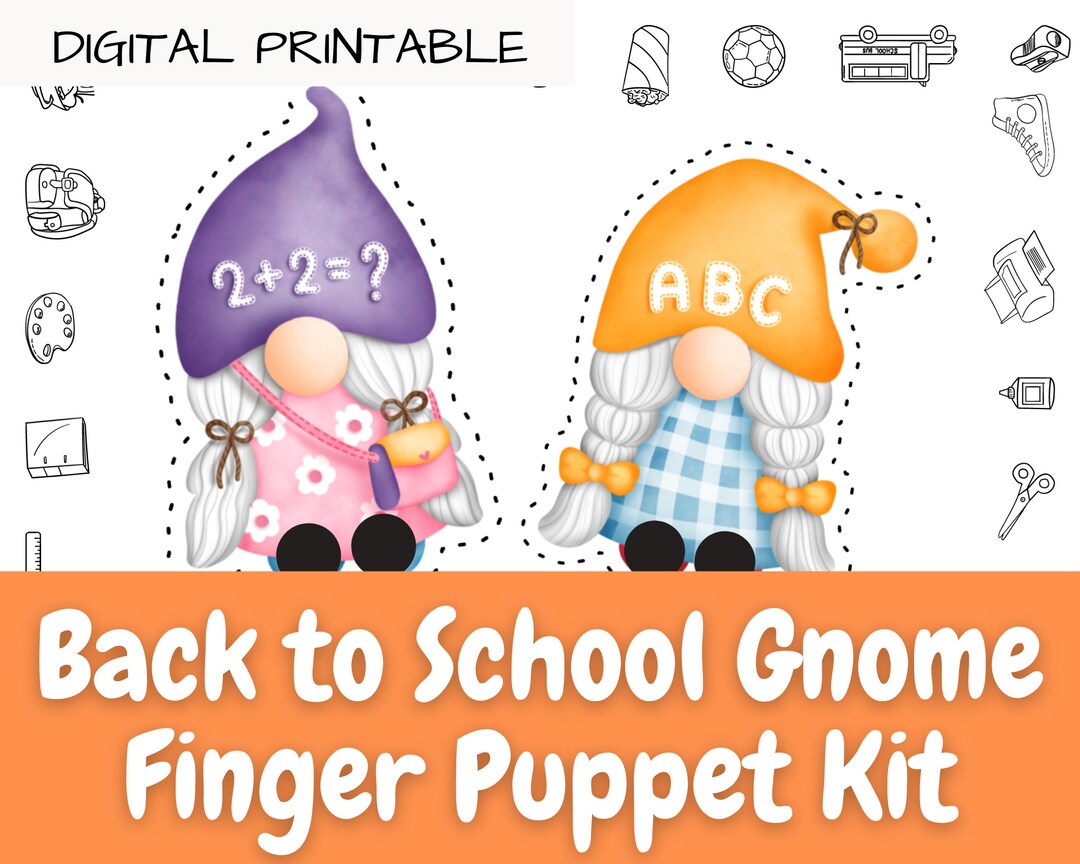Back to School Gnome Finger Puppet Kit DIY Finger Puppets - Etsy