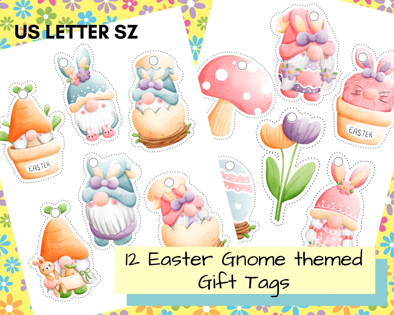 Printable Easter Gnome Tag Bundle | Easter Gnome Gift Tags | Easter ...